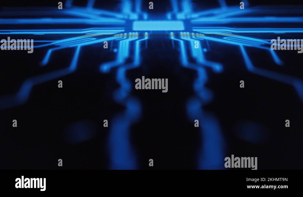 Digitalization Concept: Computer Screen Activates and Shows Futuristic ...