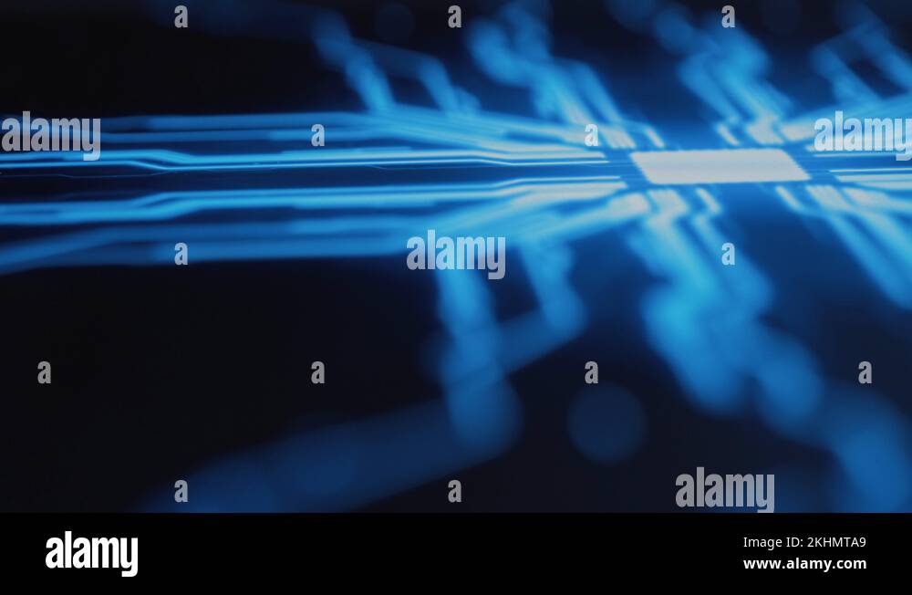 Digitalization Concept: Computer Screen Activates and Shows Futuristic ...