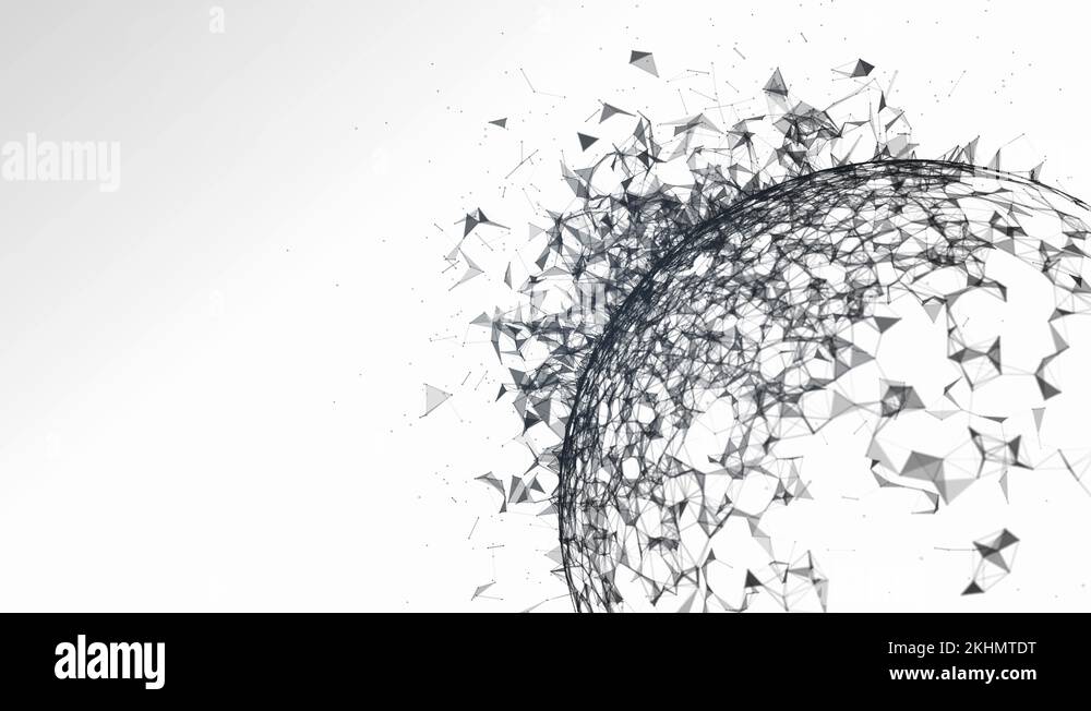 Abstract black plexus structure on sphere earth cracking and exploding ...