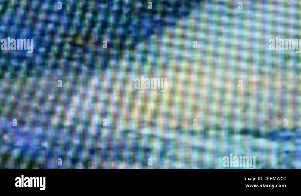 Real glitch, noise on a tv screen. Blurred TV-image is flickering in ...