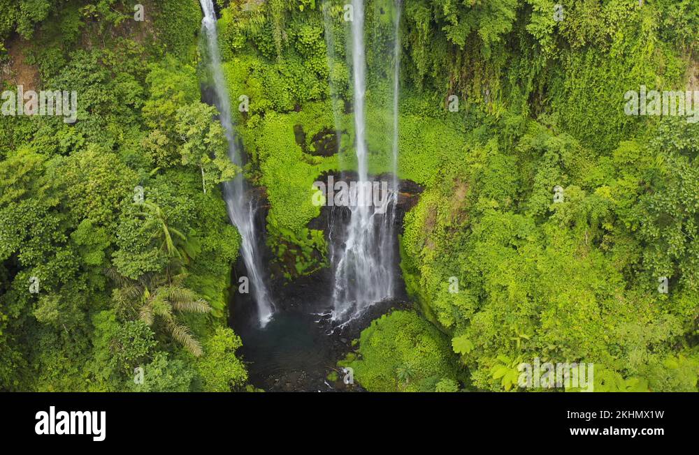 Catarata de Gocta, one of the high waterfalls in Amazonas, Peru. Aerial ...