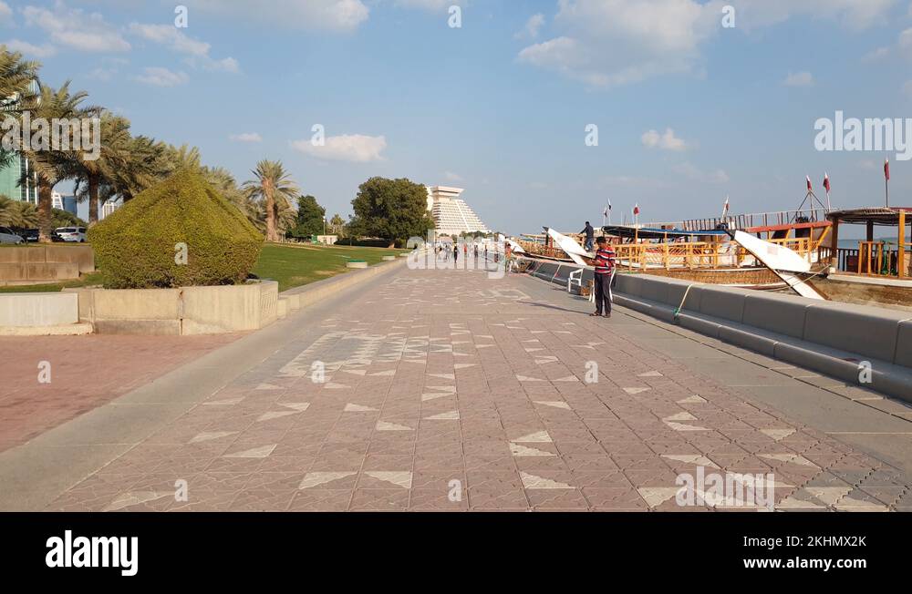 Doha, Qatar - Nov 21. 2019. Sheraton Grand Doha Resort from Corniche ...