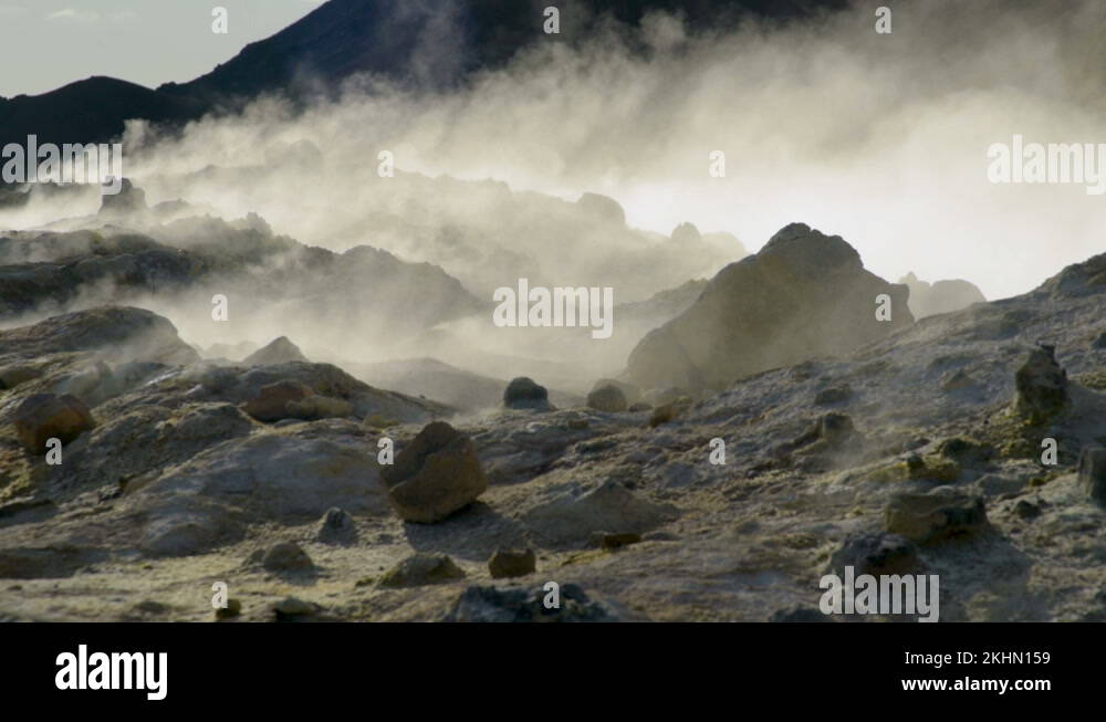Boiling mud pots the Namafjall Hverir geothermal area in Iceland Stock ...