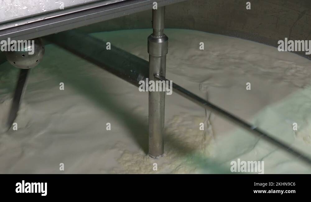 Raw Milk Inside the Pasteurization Tank at the Dairy Factory - Zoom Out ...