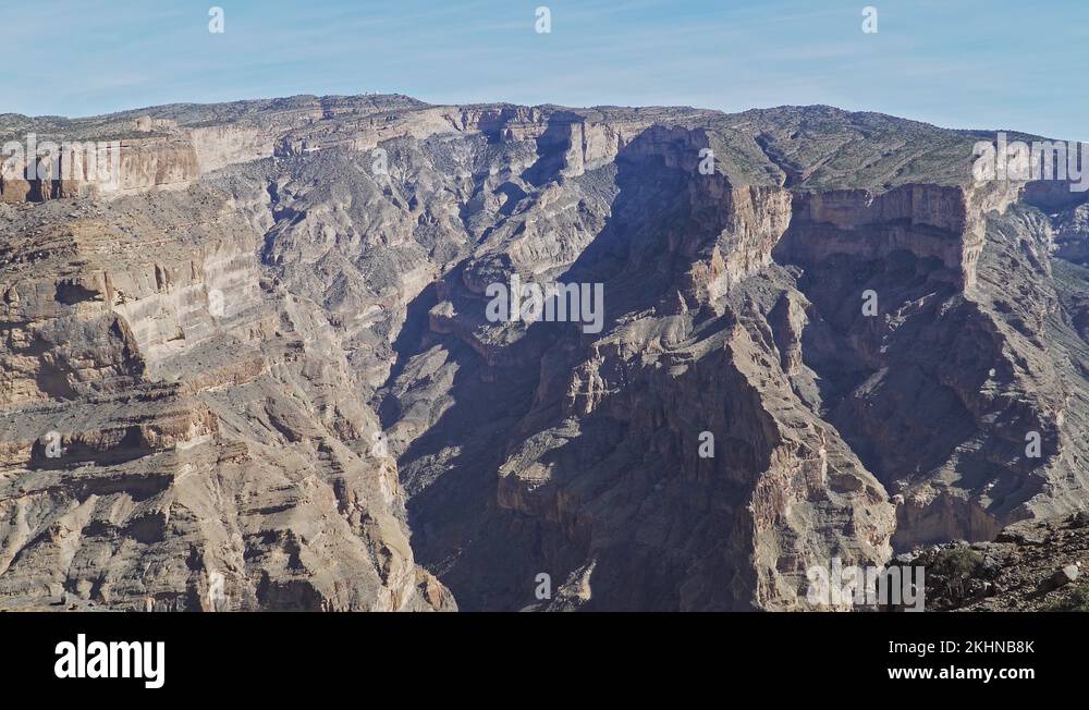 Wadi Ghul aka Grand Canyon of Oman in Jebel Shams Mountains Stock Video ...