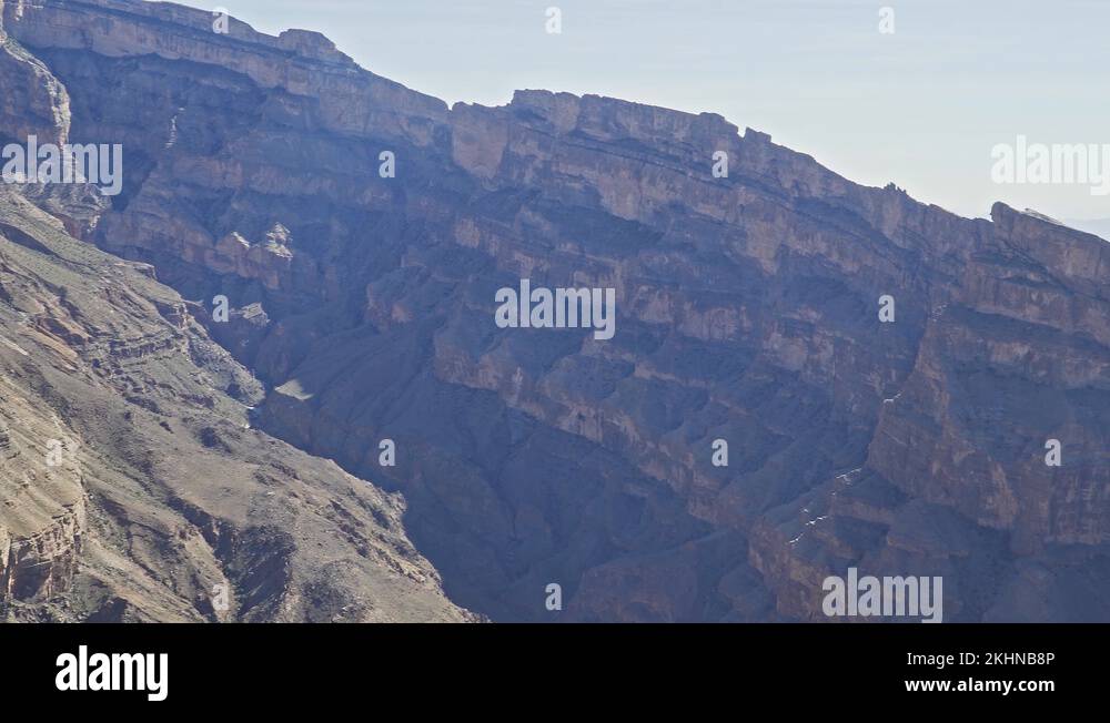 Wadi Ghul aka Grand Canyon of Oman in Jebel Shams Mountains Stock Video ...