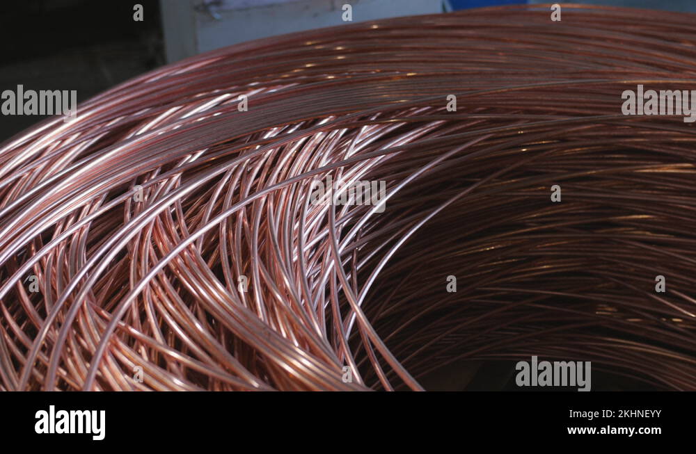 The drawing process of copper wire. The plant producing electrical ...
