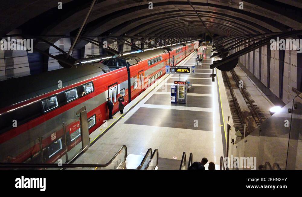 Two-story high-speed train Aeroexpress on the platform Stock Video ...