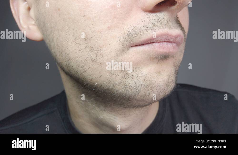 Close-up of men's mouth, different variants of facial expressions Stock ...