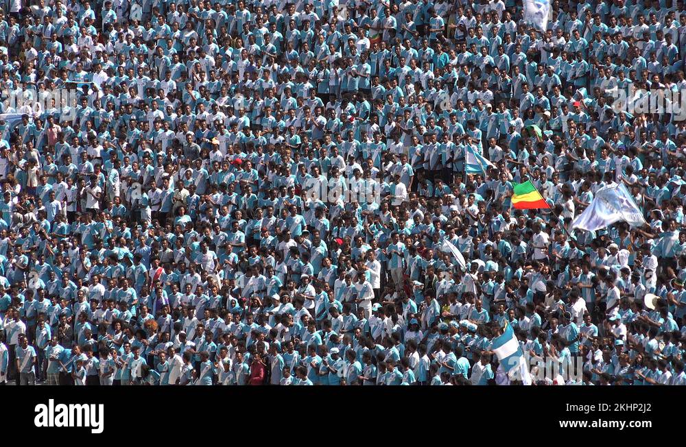 Crowds of football fans in soccer stadium in Ethiopia, sports Africa ...