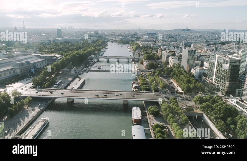 France paris the seine river and its bridges Stock Videos & Footage ...