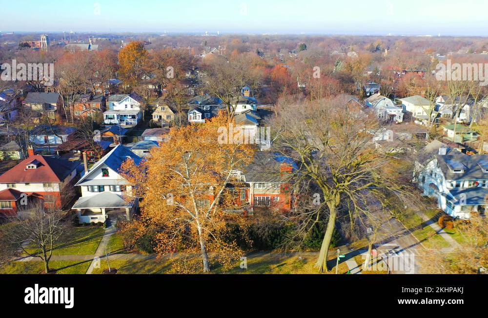 Slider Shot Left of Neighborhoods in a Chicago Suburbs Stock Video ...