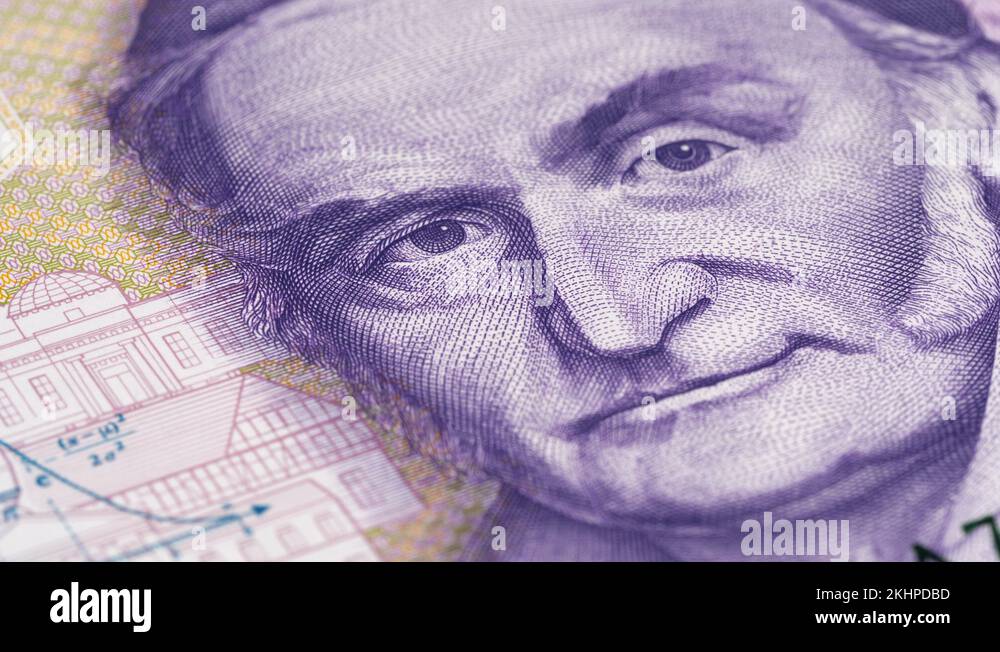 Carl Friedrich Gauss on 10 Deutsche Mark (1991) rotating. Low angle, 4K ...