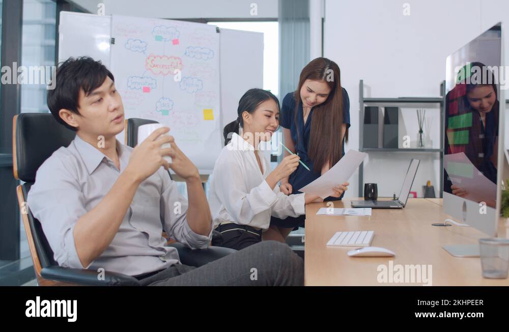 Collaborative process group of multicultural business people in ...