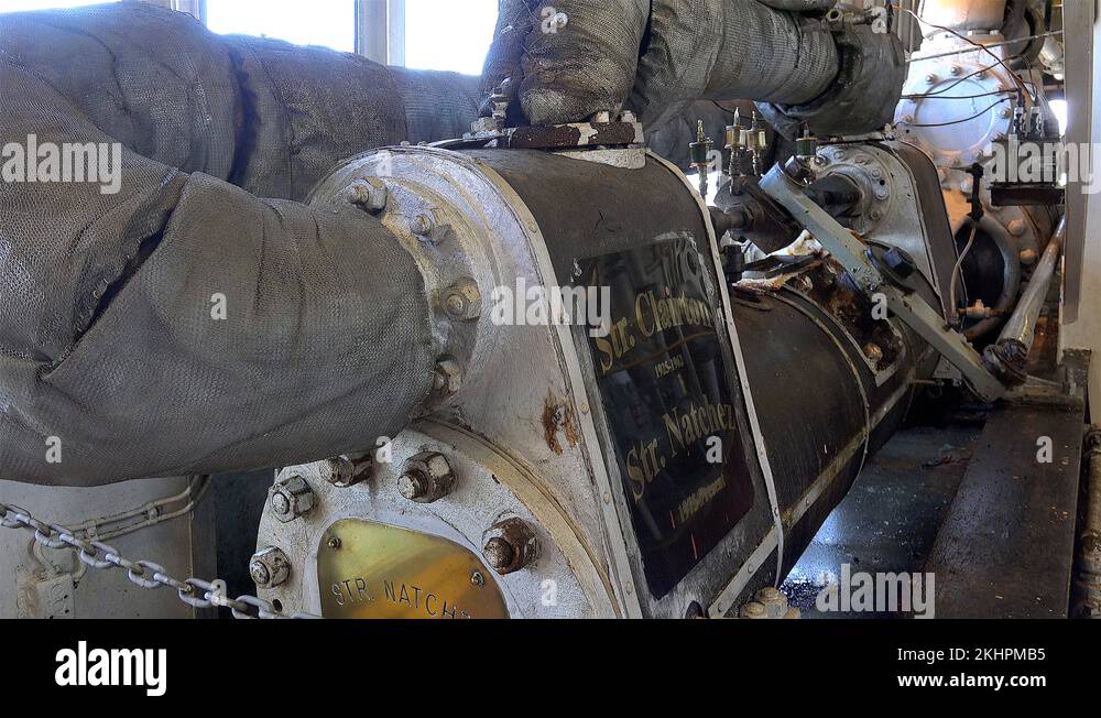 Memorial nameplate & Working gears in the Steam Engine Room of Natchez ...
