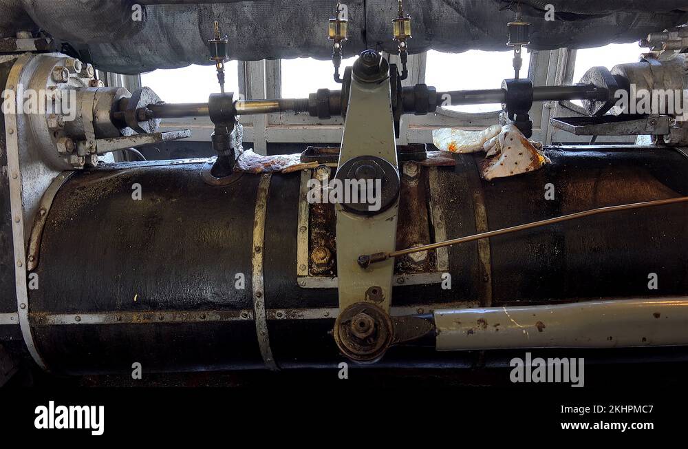 Working gears in the Steam Engine Room of Natchez steamboat Stock Video ...