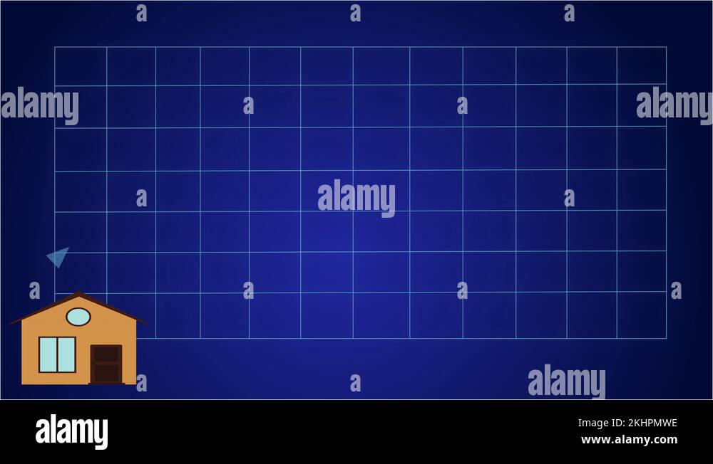 2D animation, arrow moving up on graphic at blue background as bigger ...