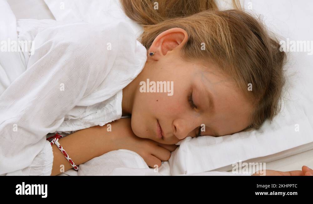 Kid Sleeping in Bed, Child Portrait Sleeps in Bedroom, Teenager Girl ...