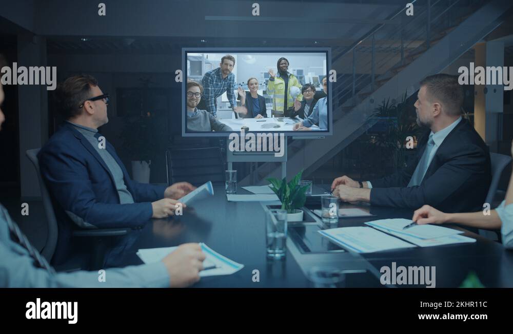 Late at Night Diverse Group of Executives and Management in the Meeting ...