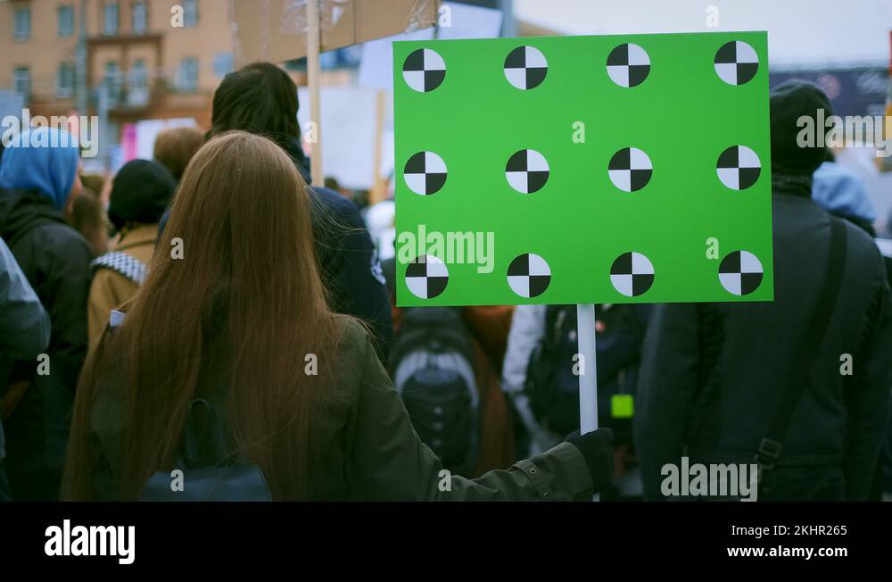 Banner with points for tracking in a crowd of people. Poster for your image Stock Video Footage ...