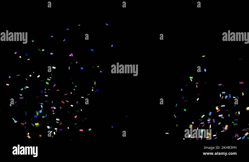 Confetti salute exploding in air on isolated black background. Visual ...