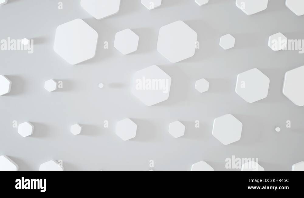 Abstract 3D white hexagon scale and rotating around. Animation shapes ...