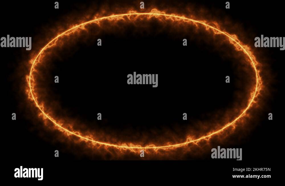 Empty e lip circle, circular frame with fire border glowing, burning ...