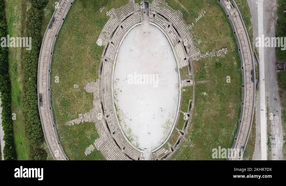 4K Aerial video of bird's eye view of an Ancient Roman Colosseum in ...