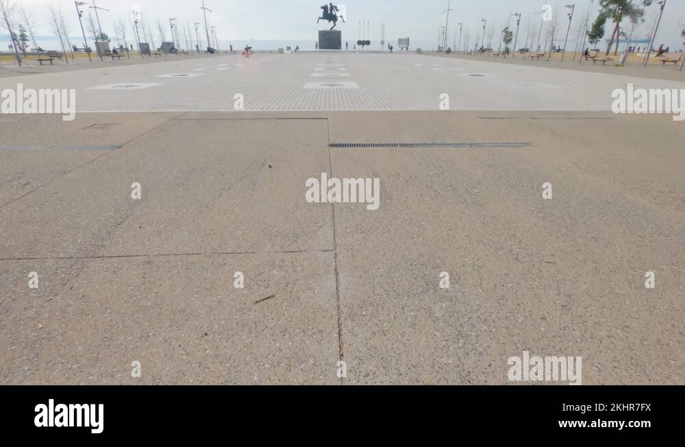 Alexander The Great statue on Bucephalus horse at city waterfront ...