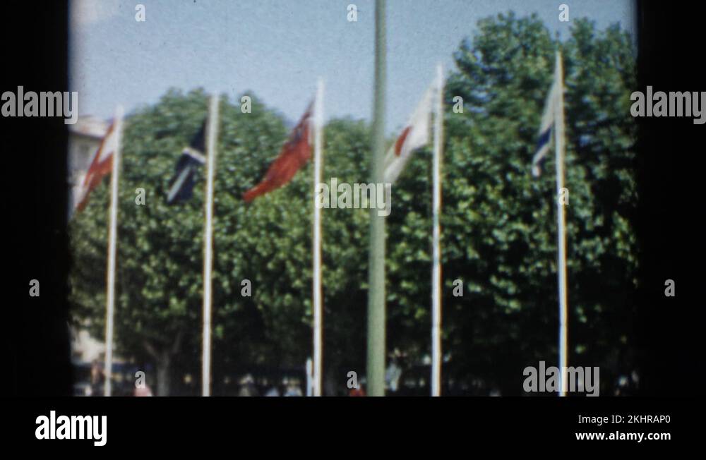 CANNES FRANCE-1962: Flags Of Various Nations Around The World Flying ...