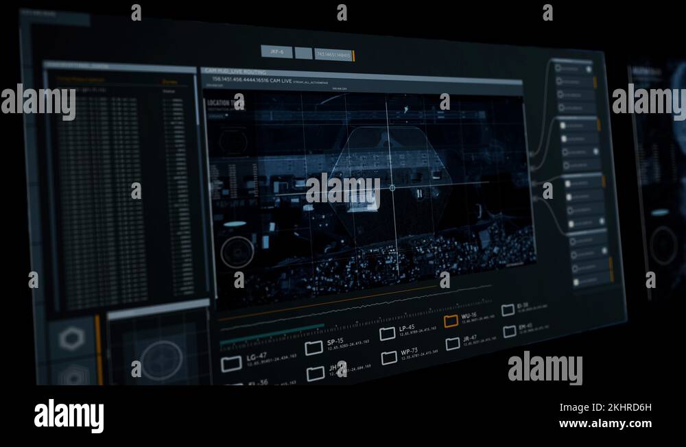 Helicopters on Airfield, Satellite Camera, Computer Screen Interface ...