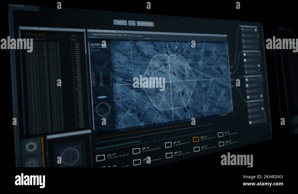 Satellite Camera, Screen Data, Oil Fields in Rio Negro, Argentina. UI ...