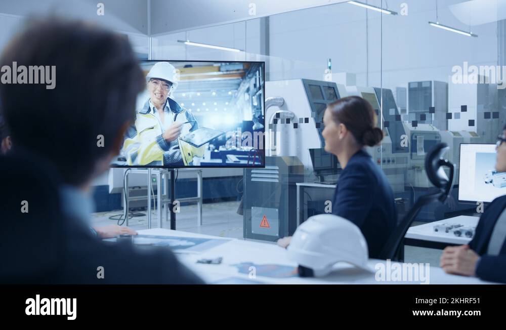 Group of Managers in the Factory Office Meeting Room, Have Conference ...