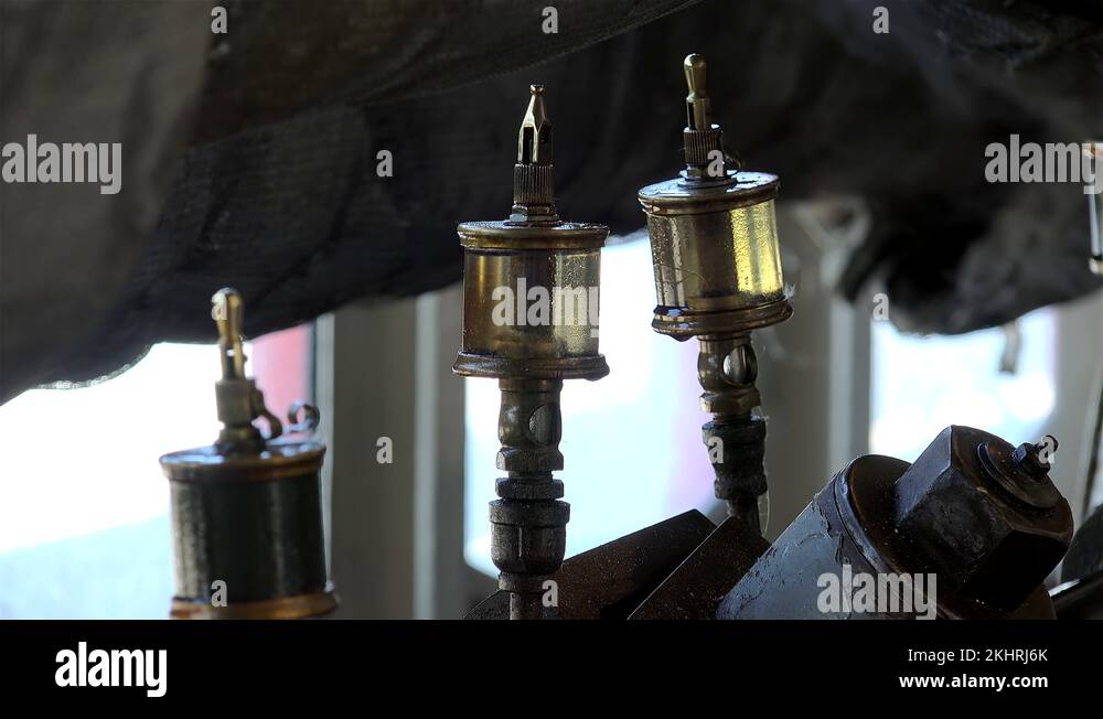 Moving Grease flasks in the Steam Engine Room of the steamboat Stock ...