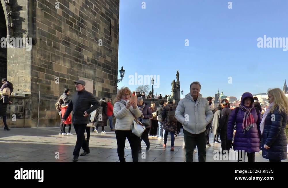Tourism a Staroměstská mostecká věž ,Old Town Bridge Tower Stock Video ...