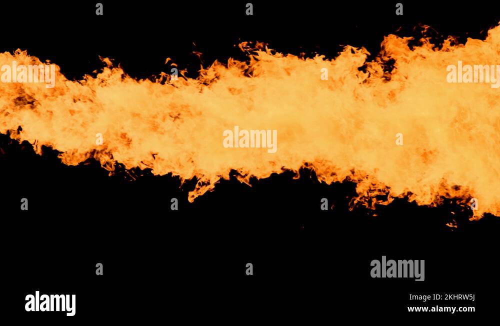 Real fire flame blasts burner explosion isolated on black background ...