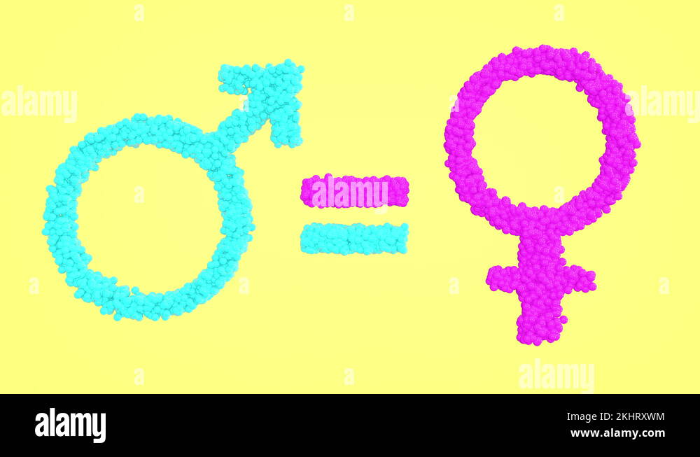 3d Looped animation of gender equality symbol. Small balls shapes wavy ...