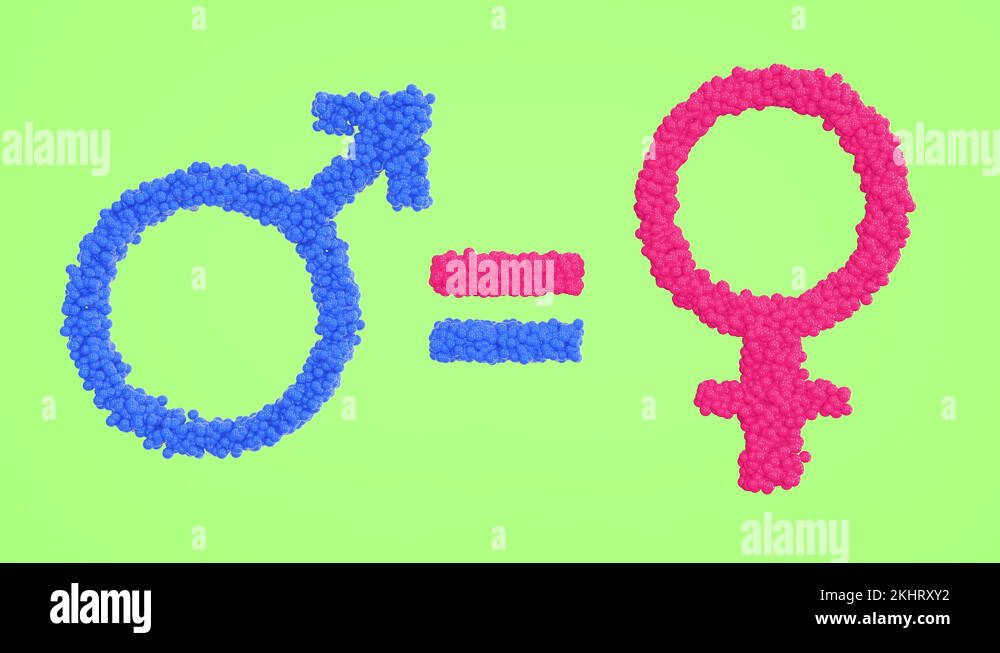 3d Looped animation of gender equality symbol. Small balls shapes wavy ...