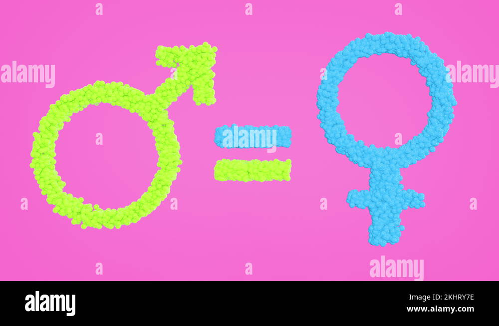 3d Looped animation of gender equality symbol. Small balls shapes wavy ...