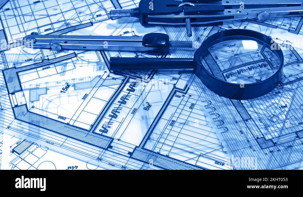 Architectural plan of a modern house - Blueprints Stock Video Footage ...