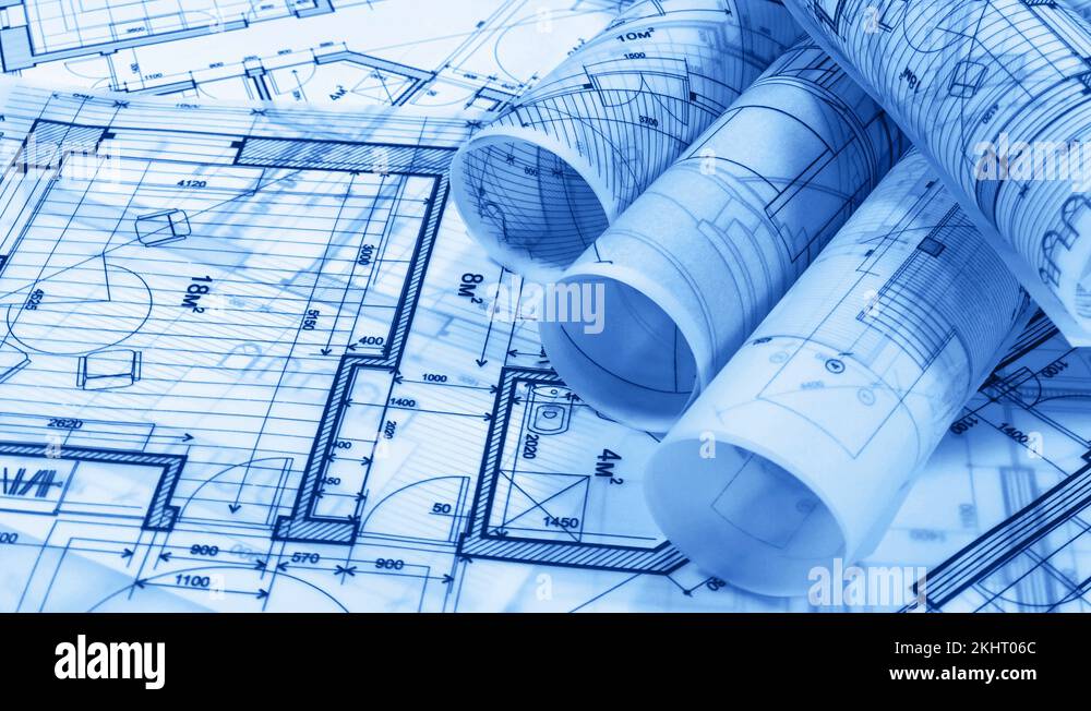 Architectural plan of a modern house - Blueprints Stock Video Footage ...