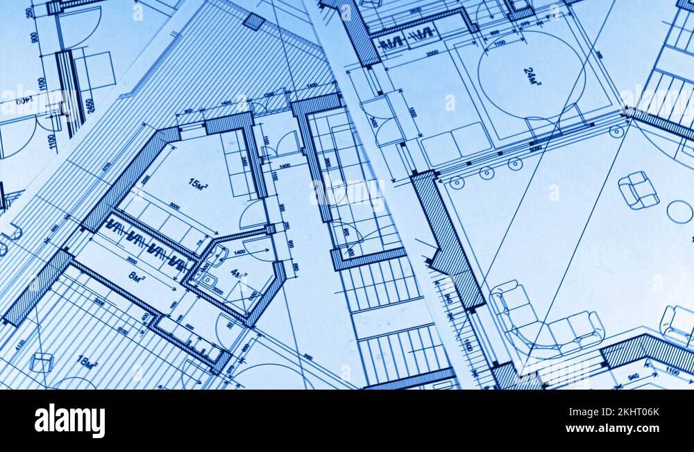 Architectural plan of a modern house - Blueprints Stock Video Footage ...