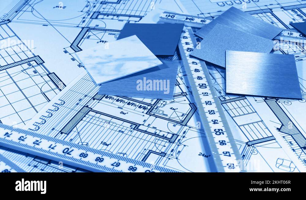 Architectural plan of a modern house - Blueprints Stock Video Footage ...