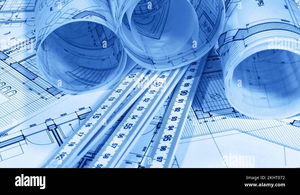 Architectural plan of a modern house - Blueprints Stock Video Footage ...