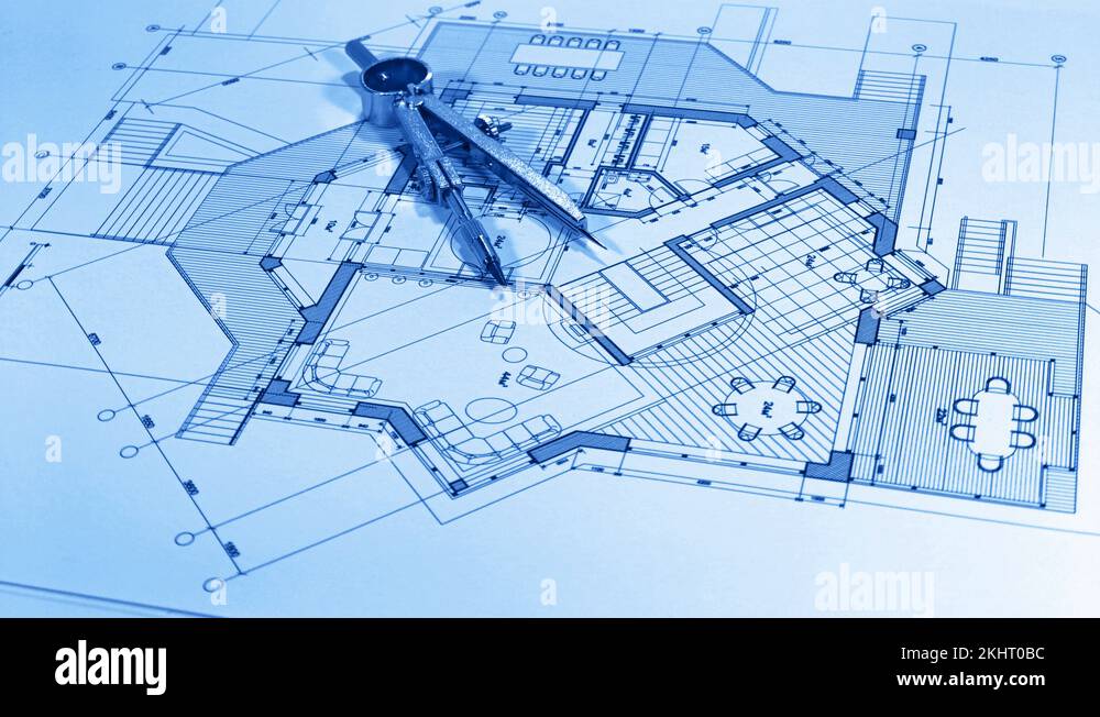 Architectural plan of a modern house - Blueprints Stock Video Footage ...