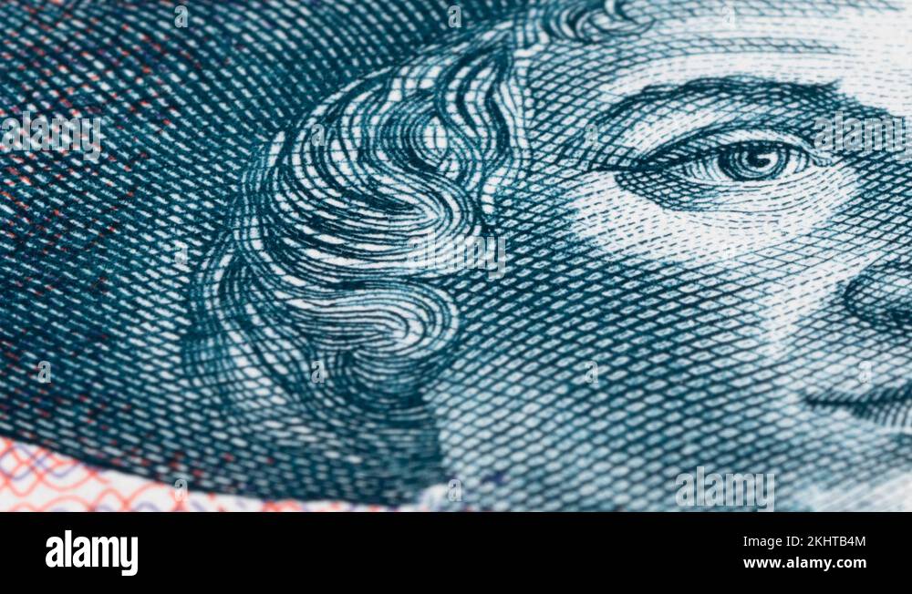 Christopher Columbus on Salvador 5 colones tracking. Low angle, macro ...