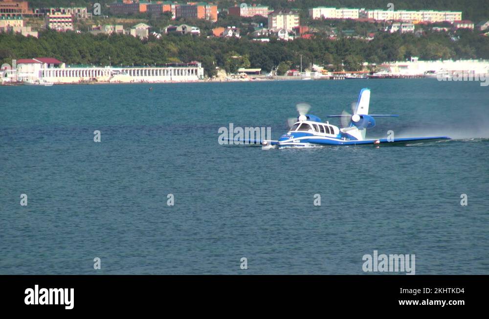 Russian Beriev Be-103 light amphibious aircraft floats in sea like boat ...