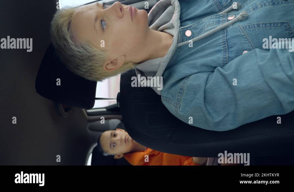 sad teenager girl and her mother together in the car ride Stock Video ...