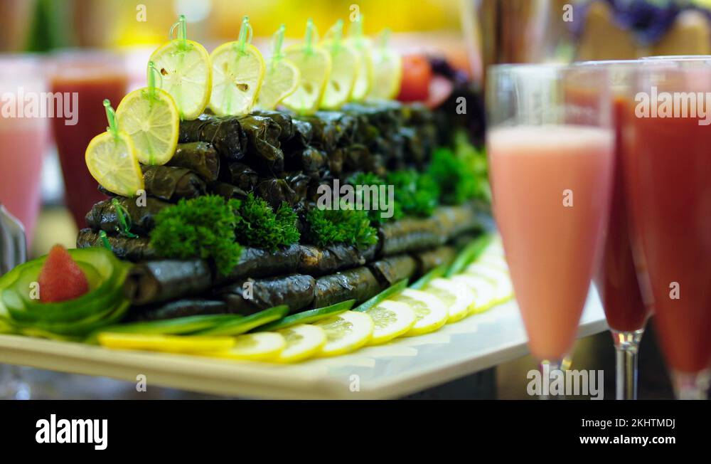 open buffet, wrap, custard, cheese foods. Turkish food Stock Video ...