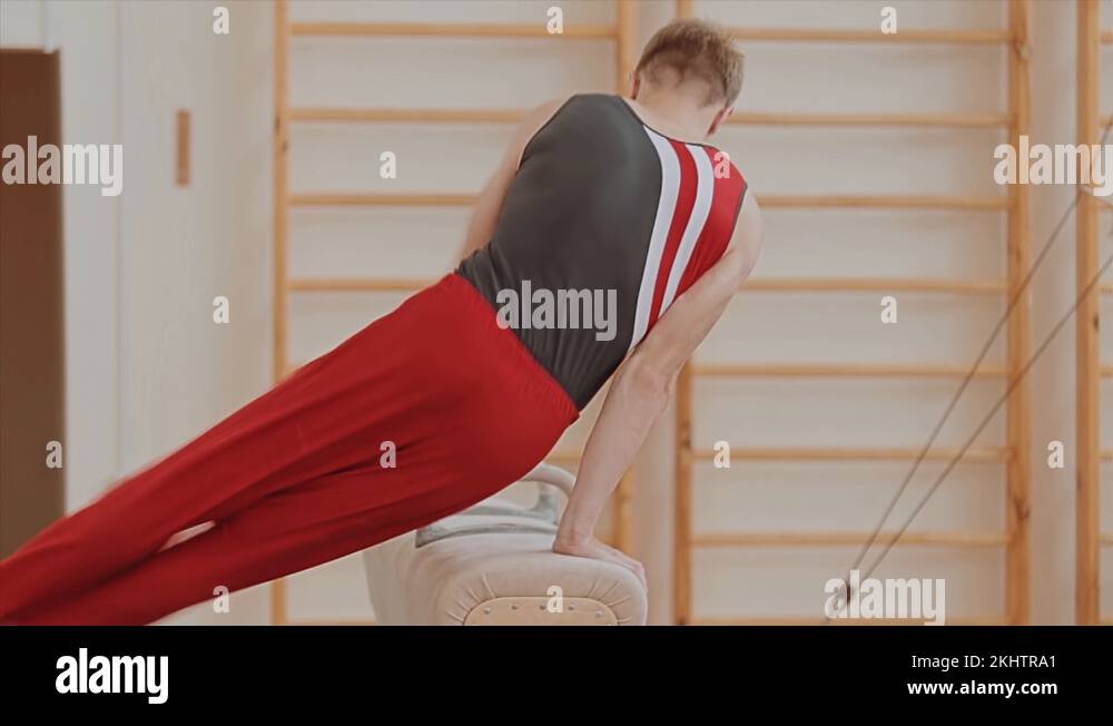 Performance of a track and field athlete with beautiful tricks Stock ...